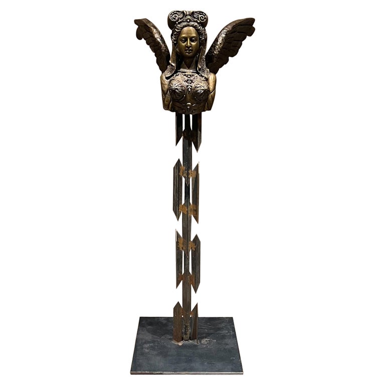 Spectacular Greek Sphinx Sculpture Female Bronze and Forged Steel For ...