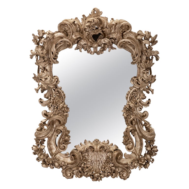 Italian 19th Century Baroque St. Silver Leaf Mirror For Sale at 1stDibs