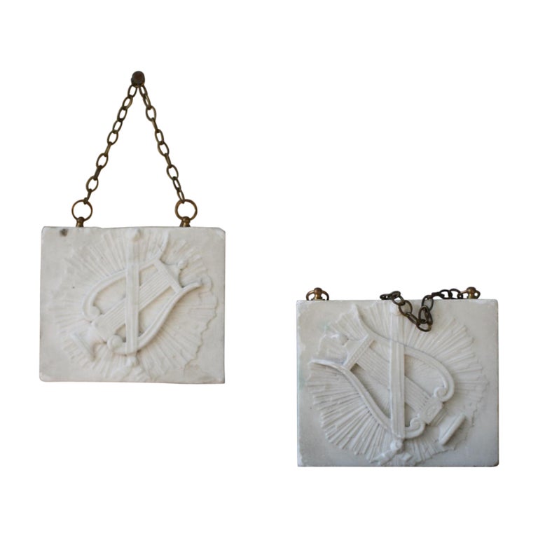 19th C Pair Carved Marble Lyres Rococo Architectural Elements Grand ...