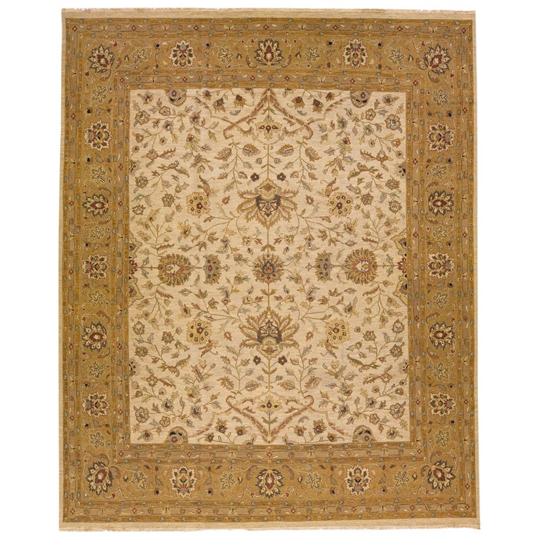 Designed Modern Peshawar Handmade Oversize Wool Rug In Beige For Sale ...