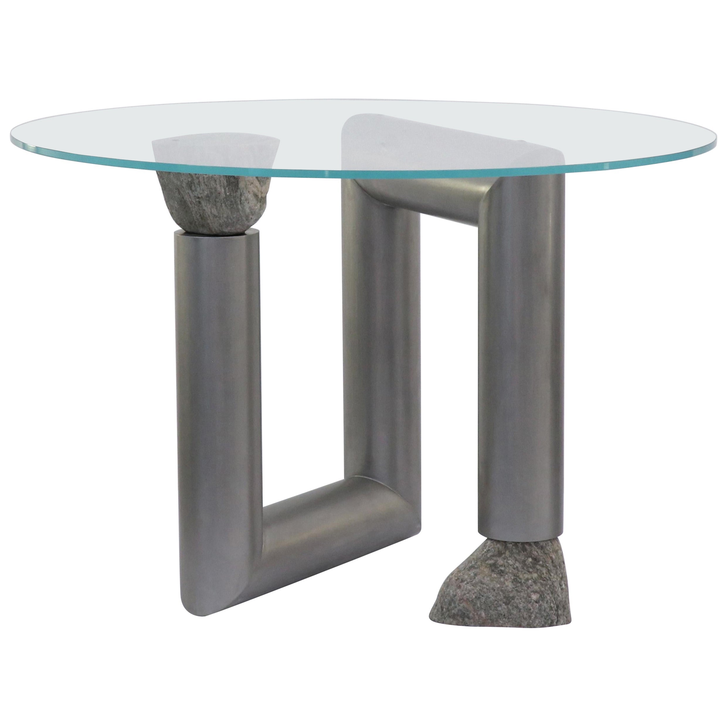Round Stainless Steel Dining Table by Batten and Kamp For Sale at 1stDibs