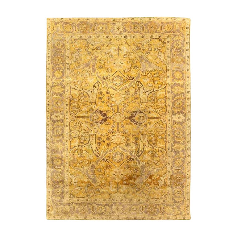 Contemporary Traditional Oriental Inspired Yellow Wool Rug by Doris ...