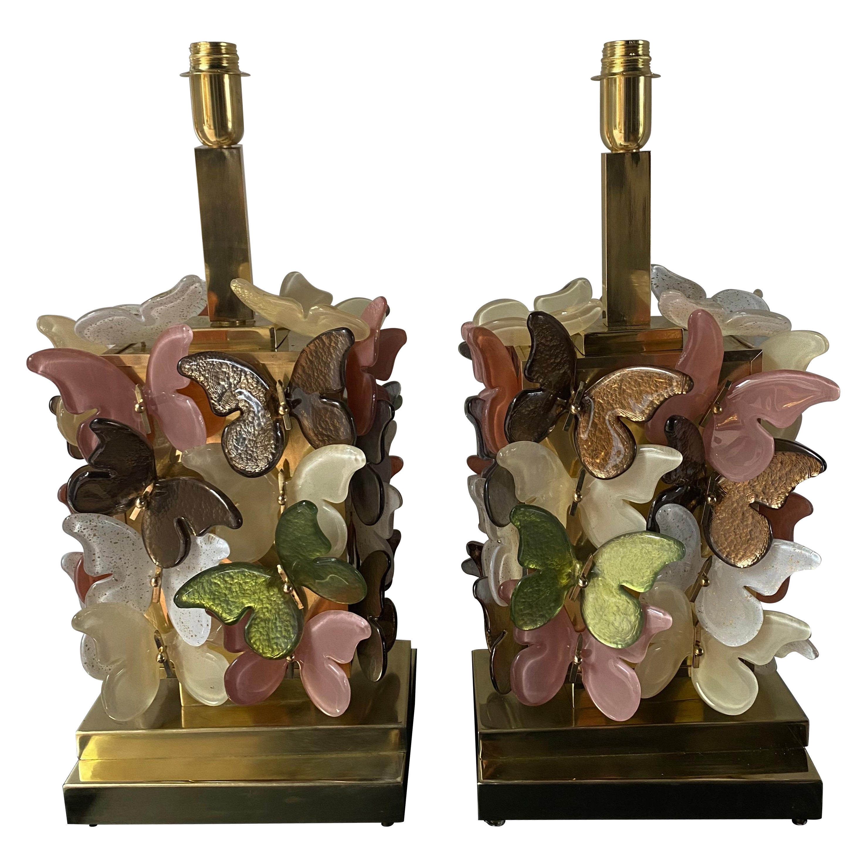 Vintage Murano Bird Lamp with Gilded Birds at 1stDibs