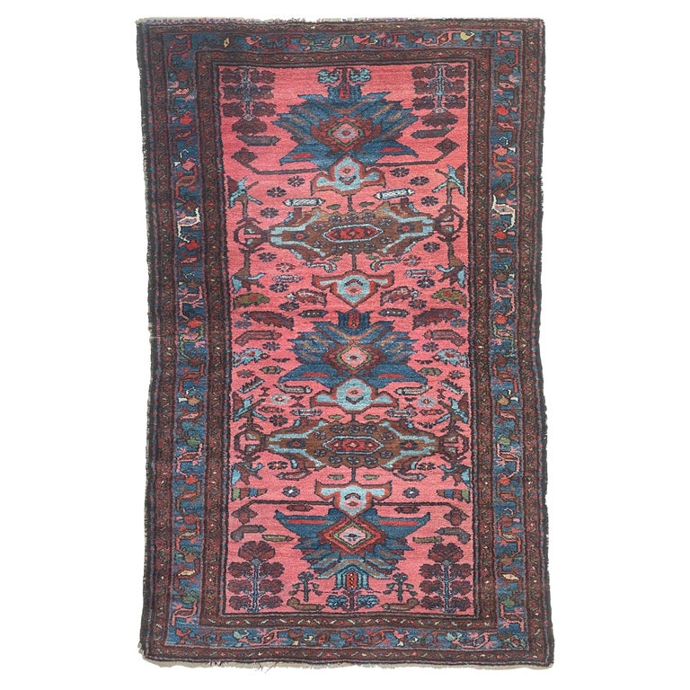 Bubble Gum - Salmon Pink Antique Rug, c.1940 For Sale at 1stDibs