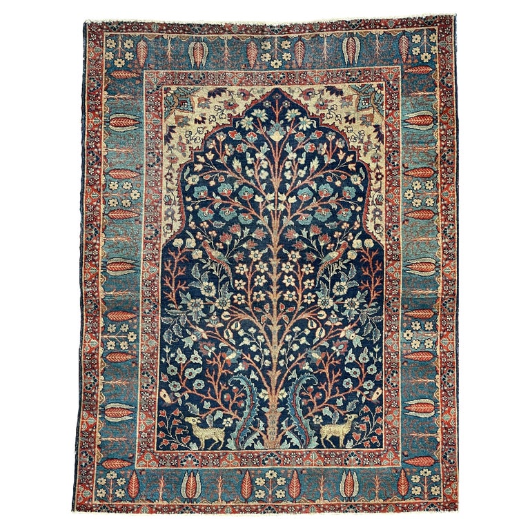 Amazing Paradise Tree of Life Antique Rug, c.1930-40's For Sale at 1stDibs
