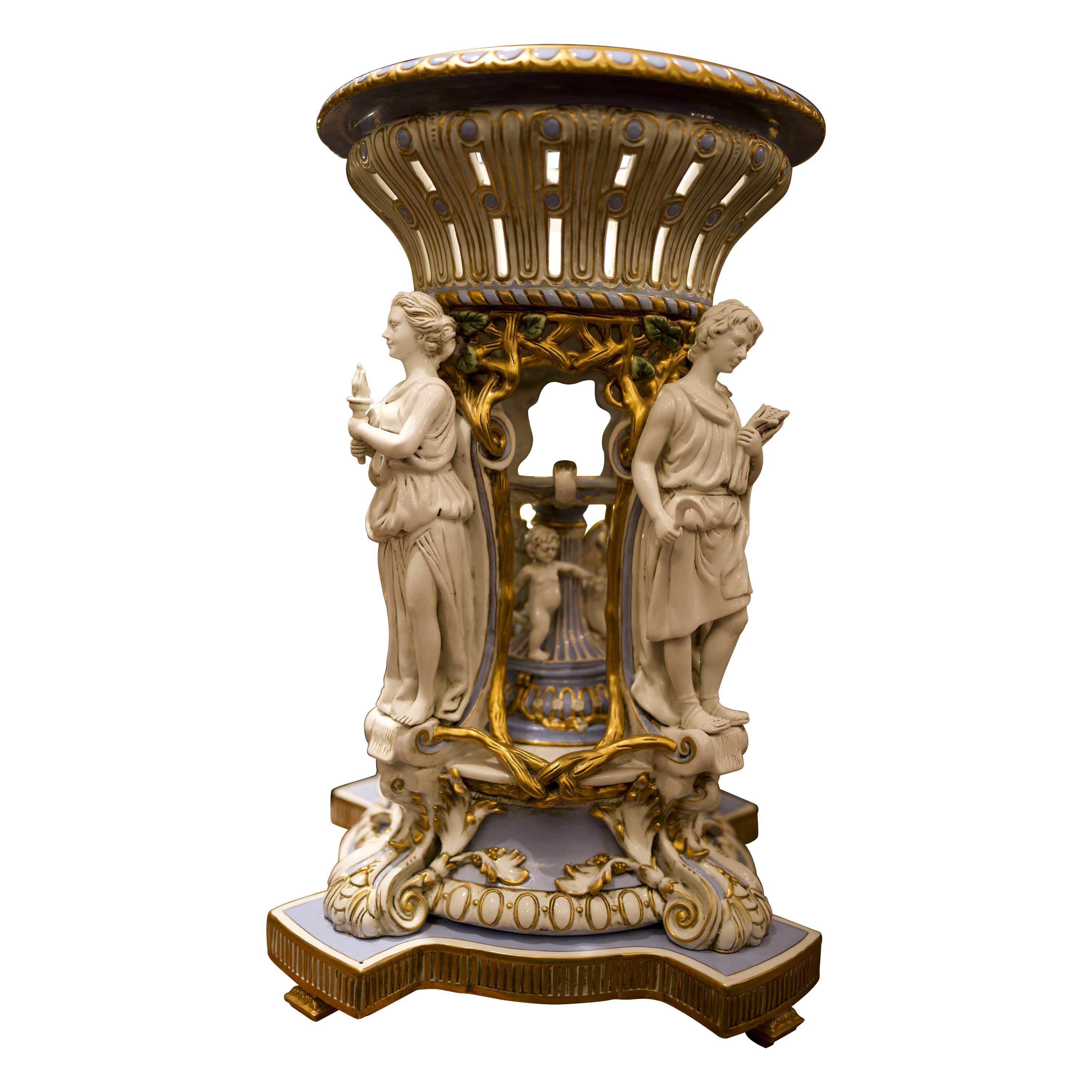 20th Century Pair of Italian Obelisks, Hand-Painted Porcelain For Sale ...