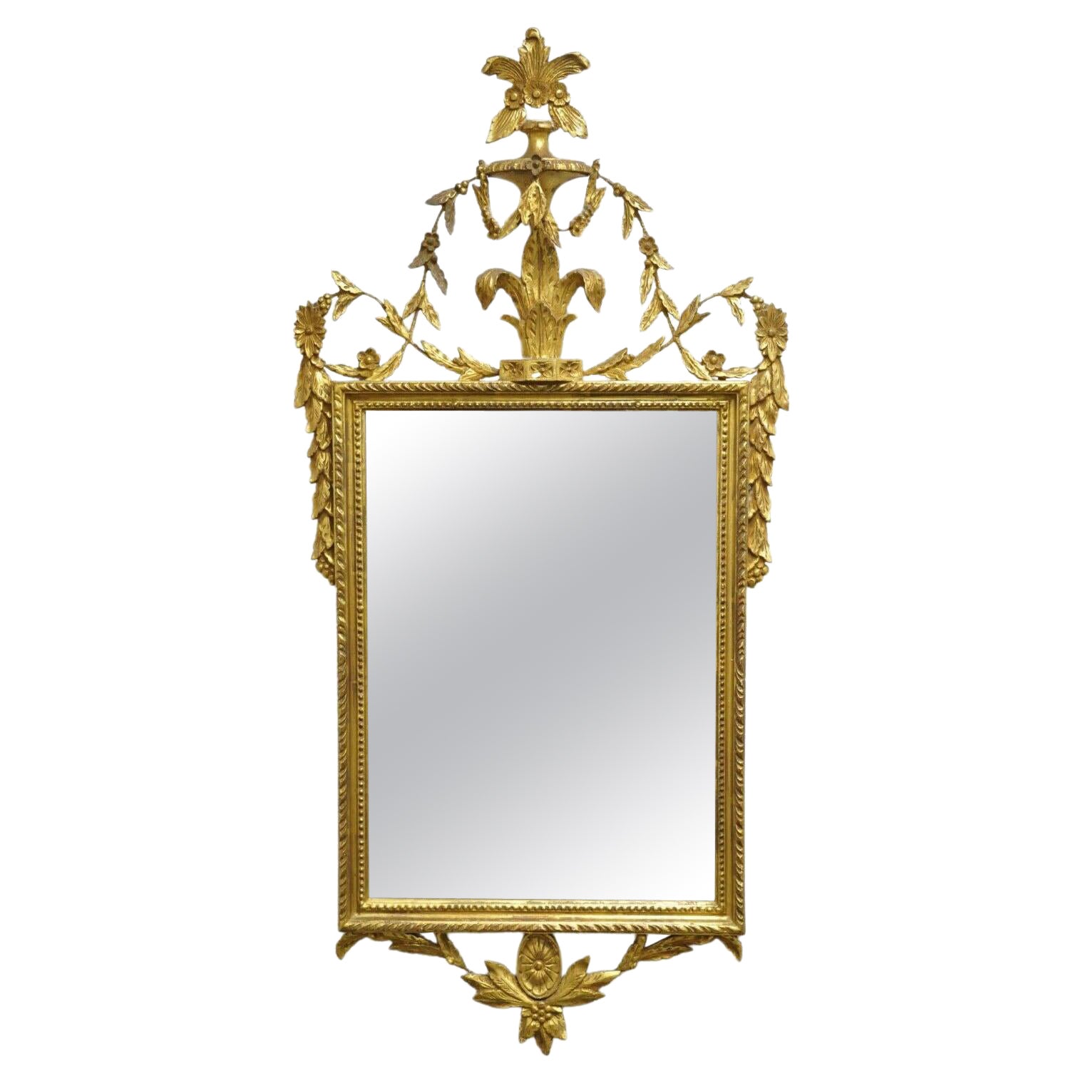 Adams Style Gilt Carved and Floral Leaf Embellished Mirror at 1stDibs