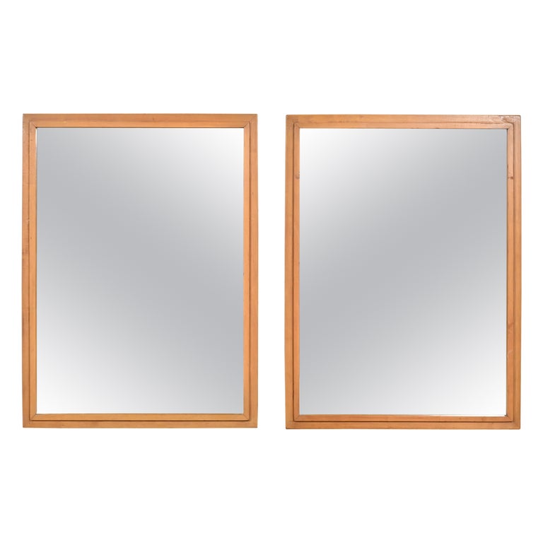 Mid-Century Modern Maple Wall Mirrors Attributed to Russel Wright, Pair ...