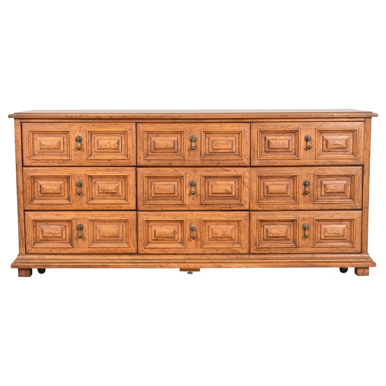 Drexel Spanish Colonial Carved Walnut Triple Chest Of Drawers or ...