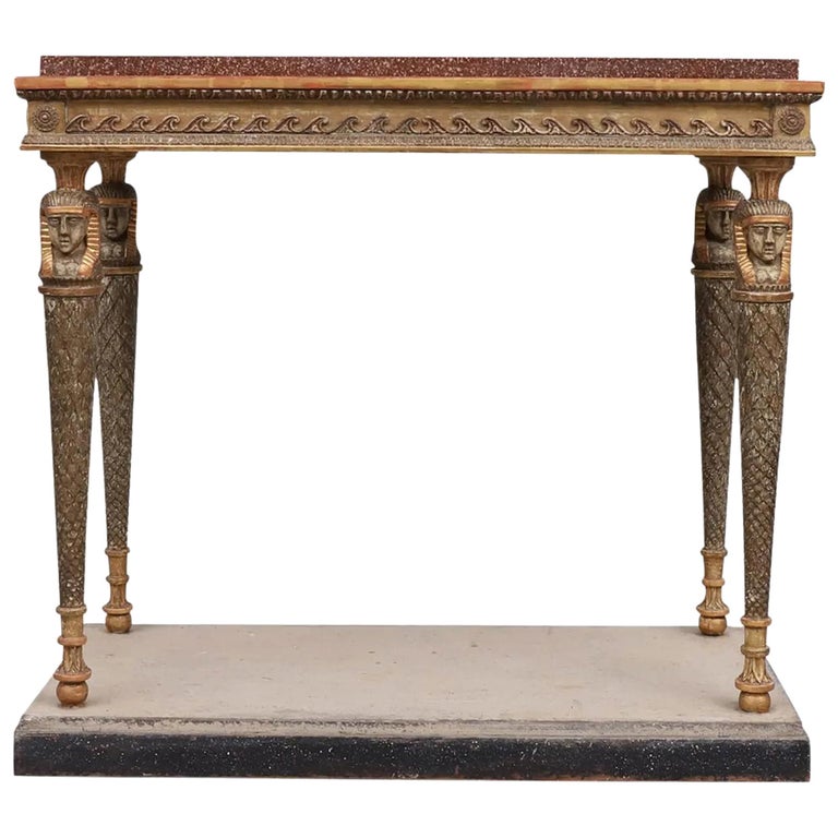 19th Century Swedish Gustavian Pinewood, Porphyry Console Table by ...