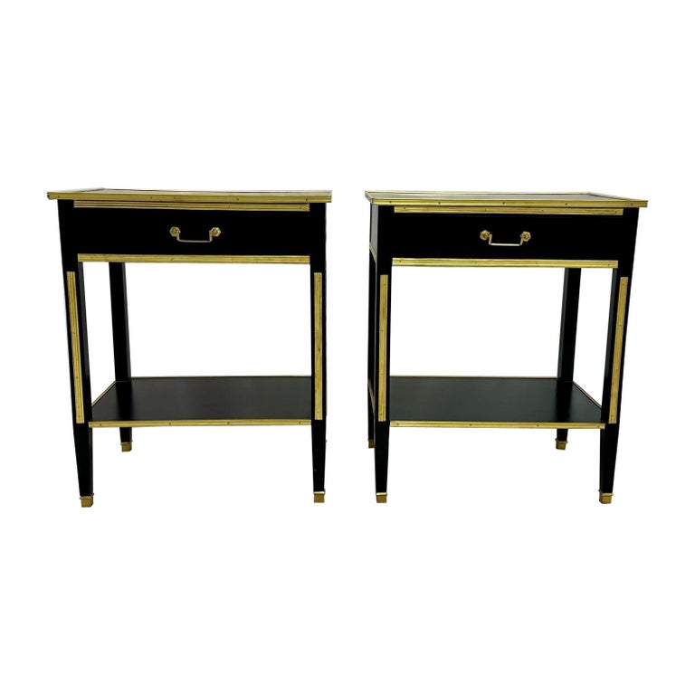 Pair of Ebony End / Side Tables, Night Tables, Maison Jansen Style, Hollywood For Sale at 1stDibs