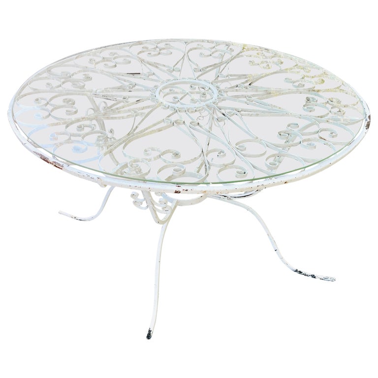 Vintage Wrought Iron Table Salterini Scroll For Sale at 1stDibs
