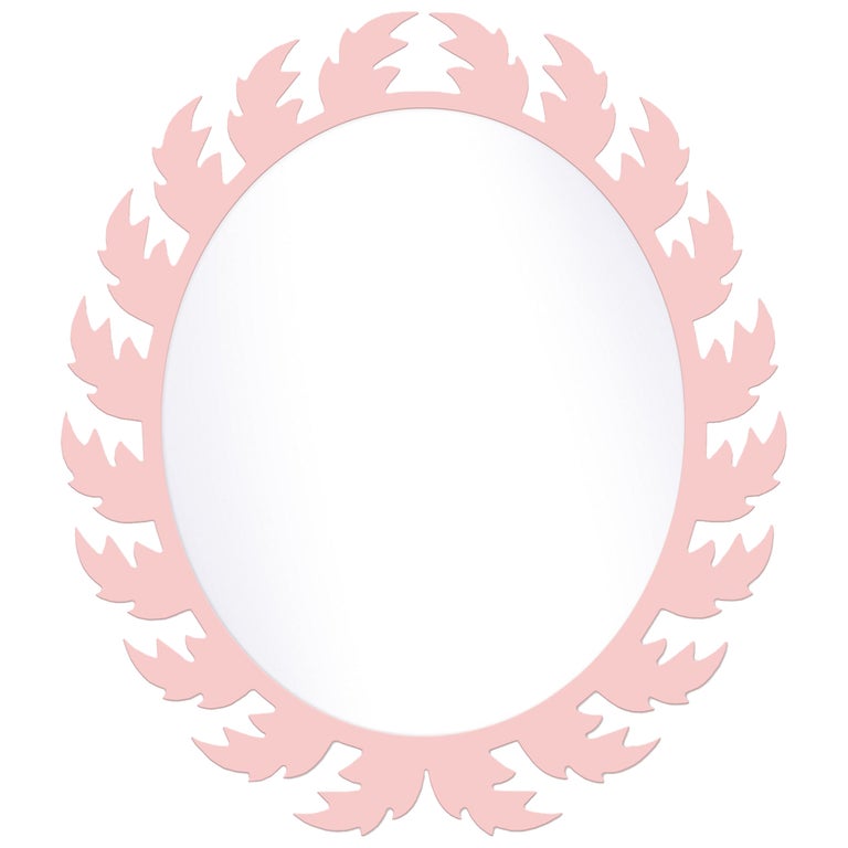 Audubon Oval Mirror in Authentic Pink For Sale at 1stDibs