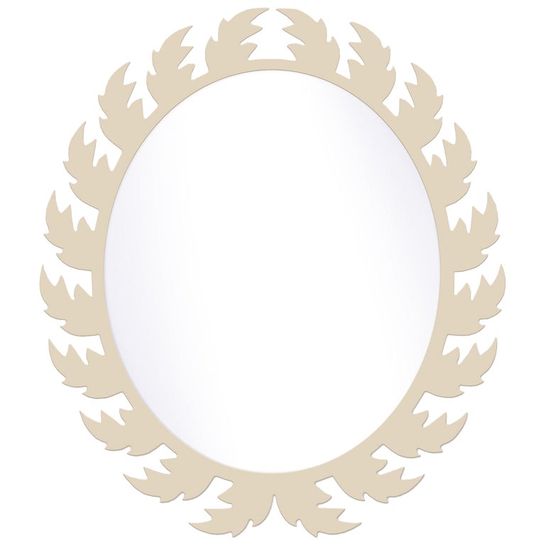 Audubon Oval Mirror in Delaware Putty For Sale at 1stDibs