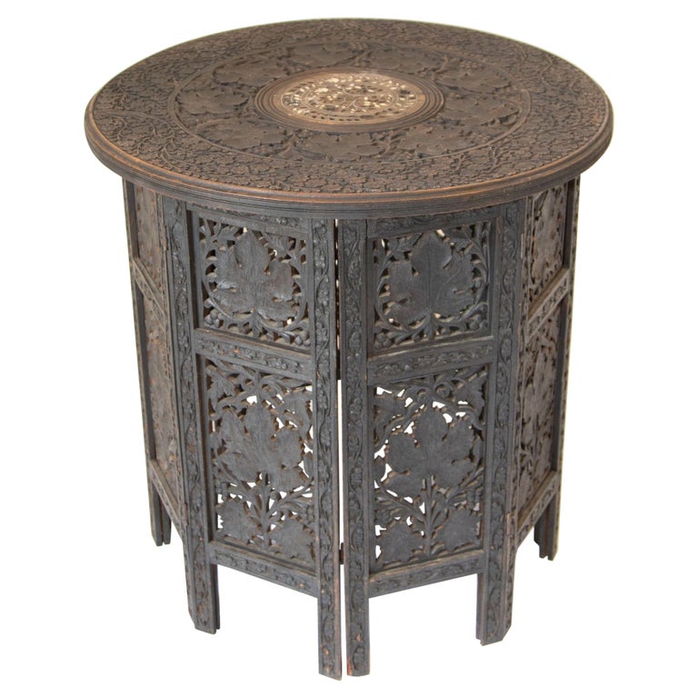 19th Century Intricately Carved Anglo-Indian Side Table For Sale at 1stDibs