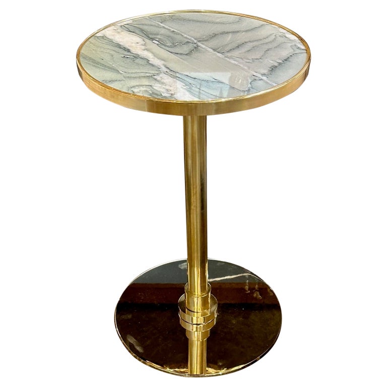 Italian Polished Brass and Onyx Side Table For Sale at 1stDibs