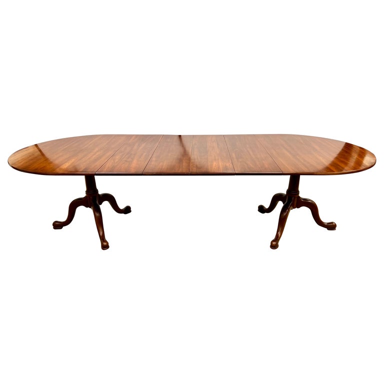 Henkel Harris Queen Anne Double Pedestal Cherry Dining Room Table ...