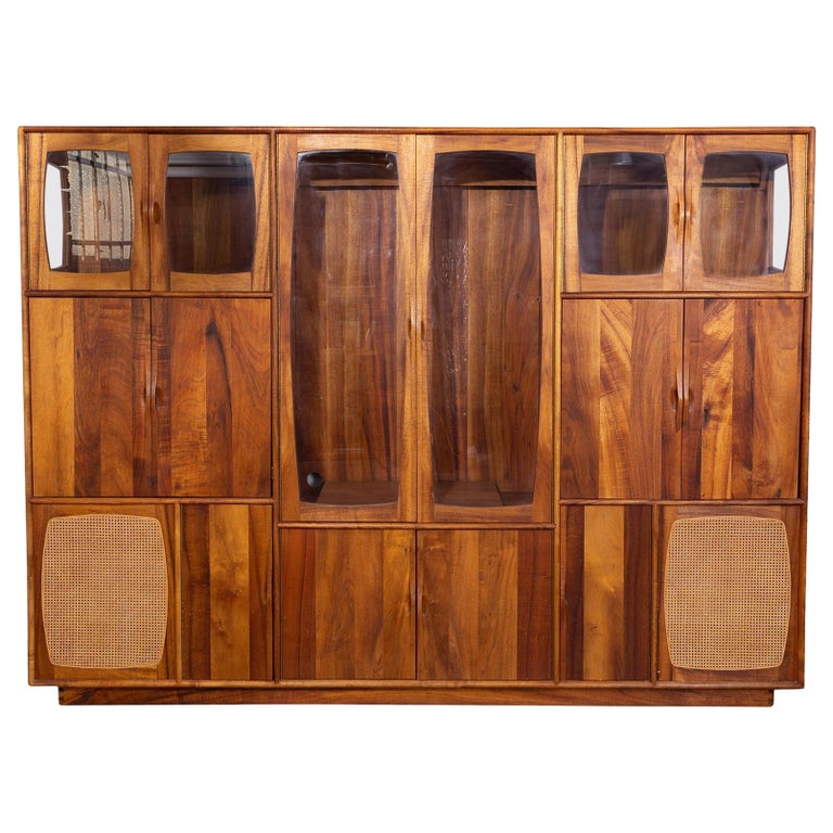 Studio Crafted One-Off Solid Walnut Wall Unit For Sale at 1stDibs
