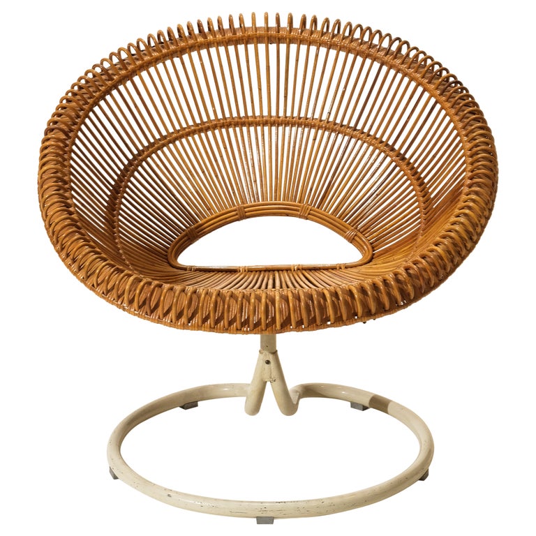 "Rondo" Rattan Easy Chair by Göte-Möbler, Sweden, 1960s For Sale at 1stDibs