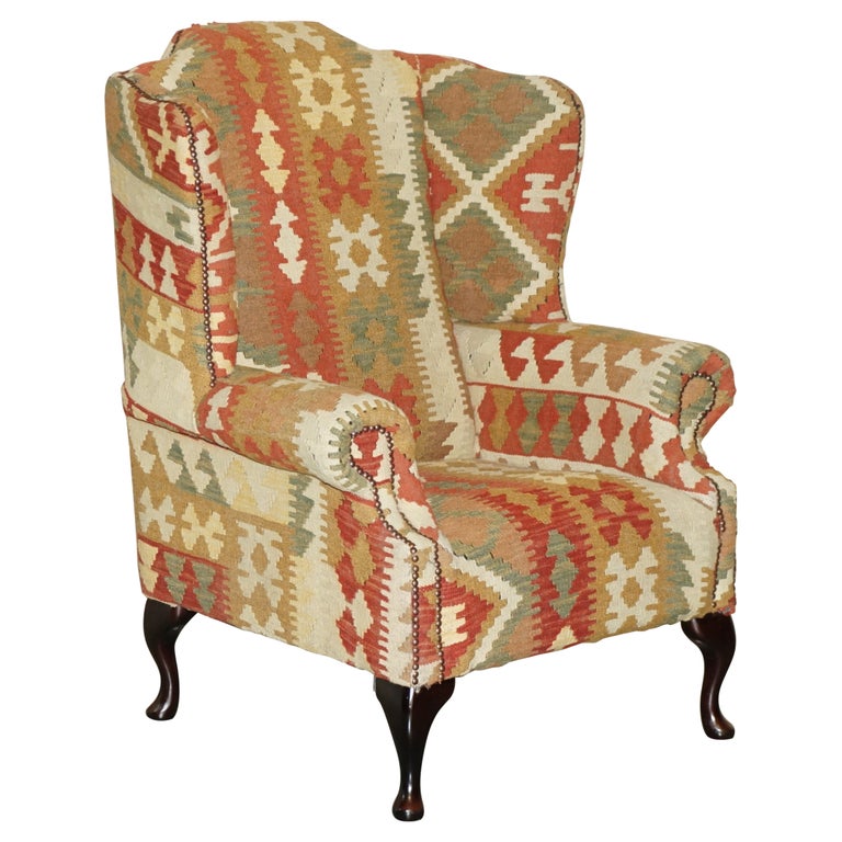 Stunning George Smith Style Aztec Kilim Upholstery Wingback Armchair ...