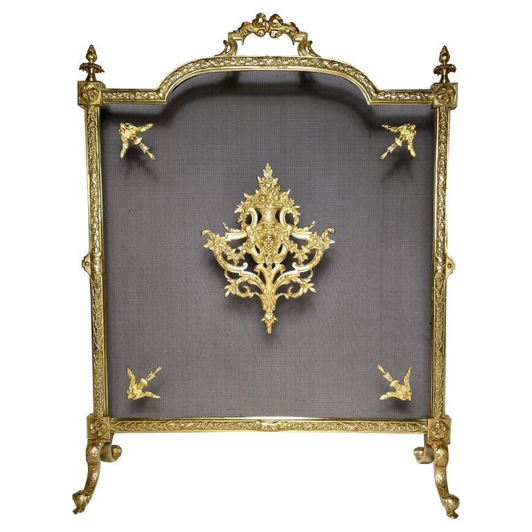 Antique French Louis XVI Gold Bronze Fire Screen, Circa 1890. For Sale ...