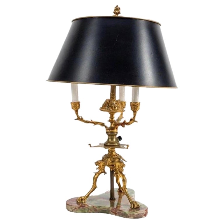 French Napoleon III Era Gilt Bronze Bouillotte Lamp on Onyx Base For ...