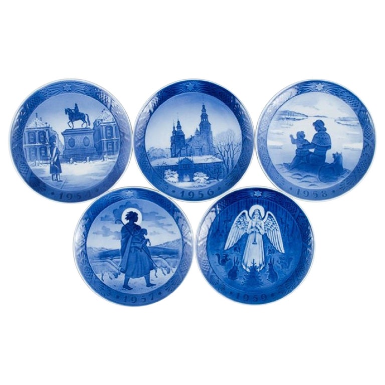 5 Royal Copenhagen Christmas Plates from 1954, 56, 57, 58, 59 For Sale ...