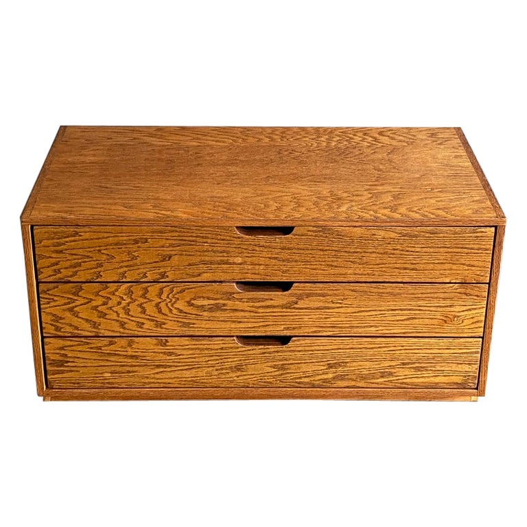 Custom Oak Plywood Small Scale Three Drawer Chest, 1970's For Sale at ...