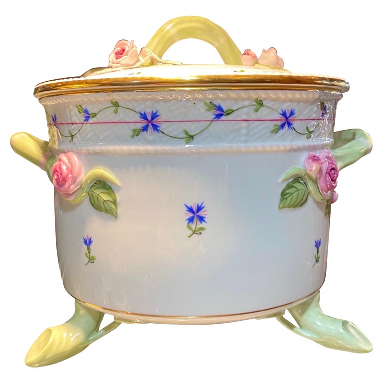 Herend Blue Garland Lidded Biscuit Box For Sale at 1stDibs