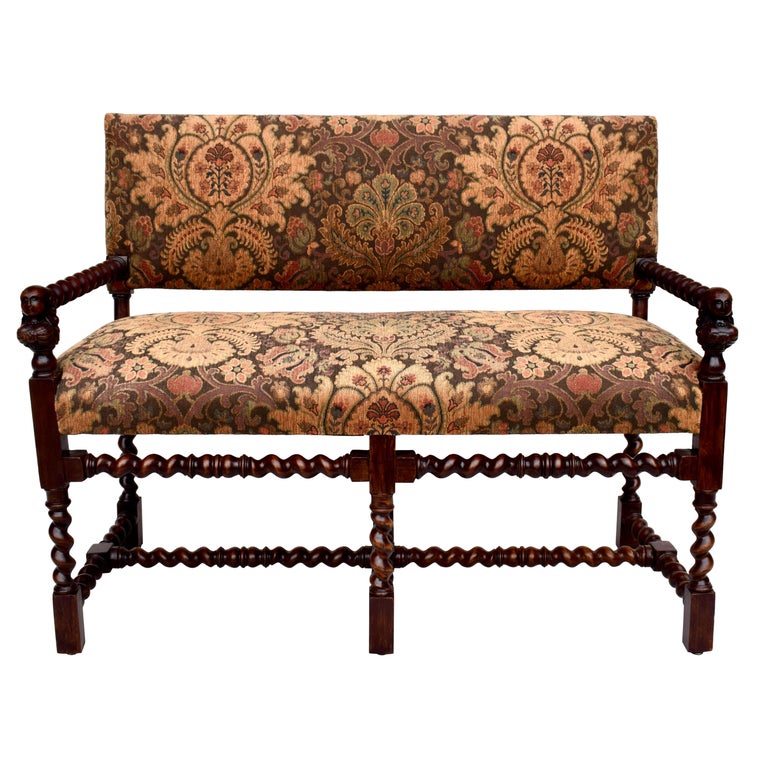 19th C. English Barley Twist Bench in Oak William and Mary For Sale at ...