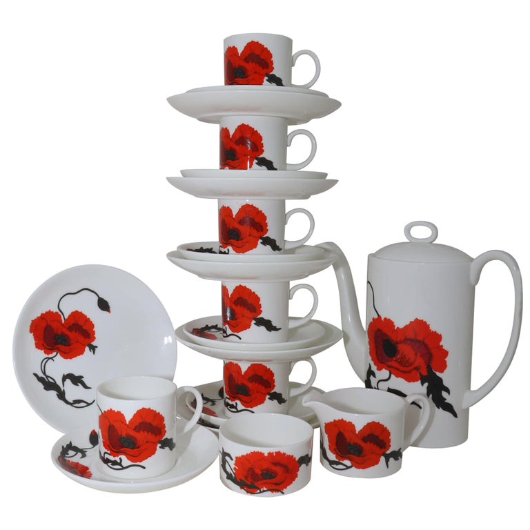 Susie Cooper Coffee Set Cornpoppy Pattern For Sale at 1stDibs