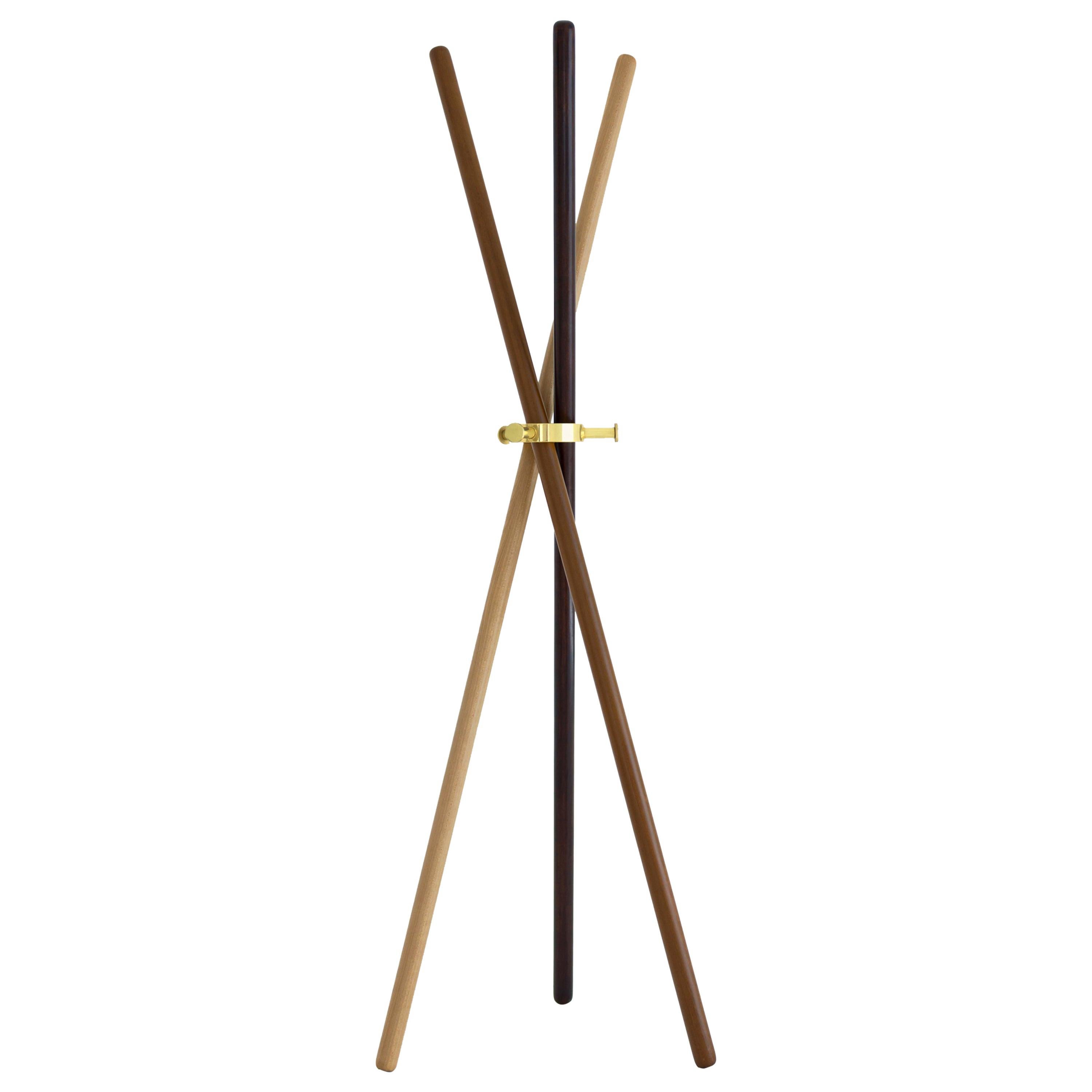 Brass and Wood Sculpted Coat Stand by Leandro Garcia Contemporary ...