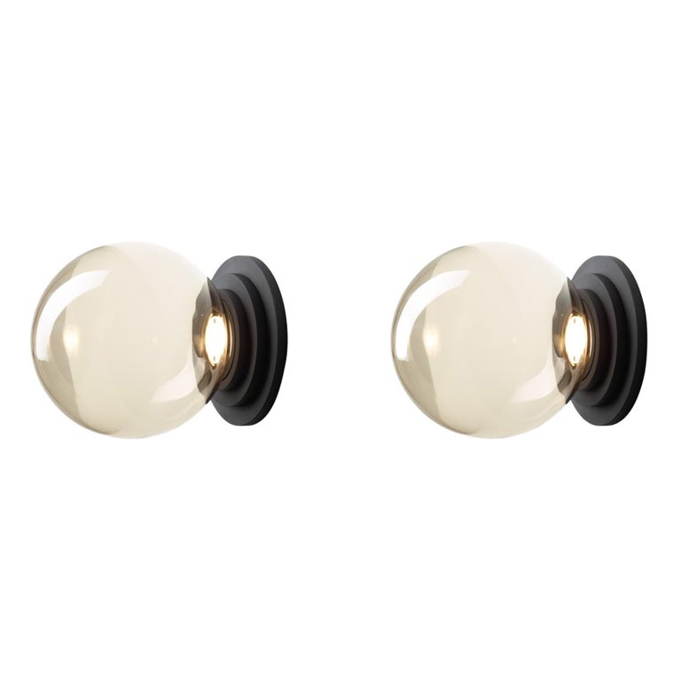 Set of 2 Black Stratos Ball Wall Light by Dechem Studio For Sale at 1stDibs