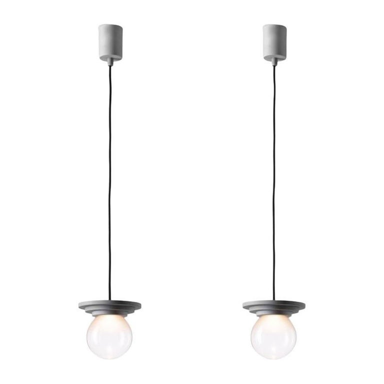 Set of 2 Silver Stratos Mini Ball Pendant Light by Dechem Studio For ...