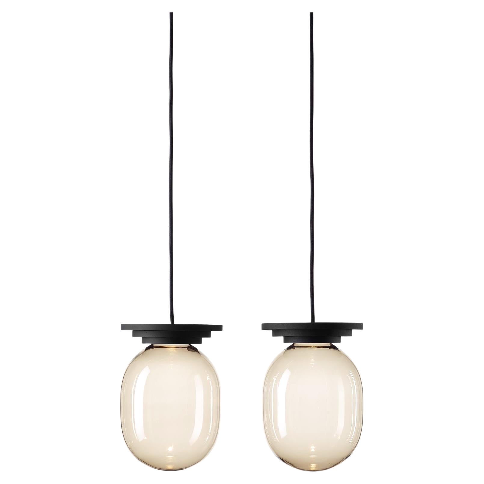 Set of 2 Silver Stratos Big Capsule Pendant Light by Dechem Studio For ...