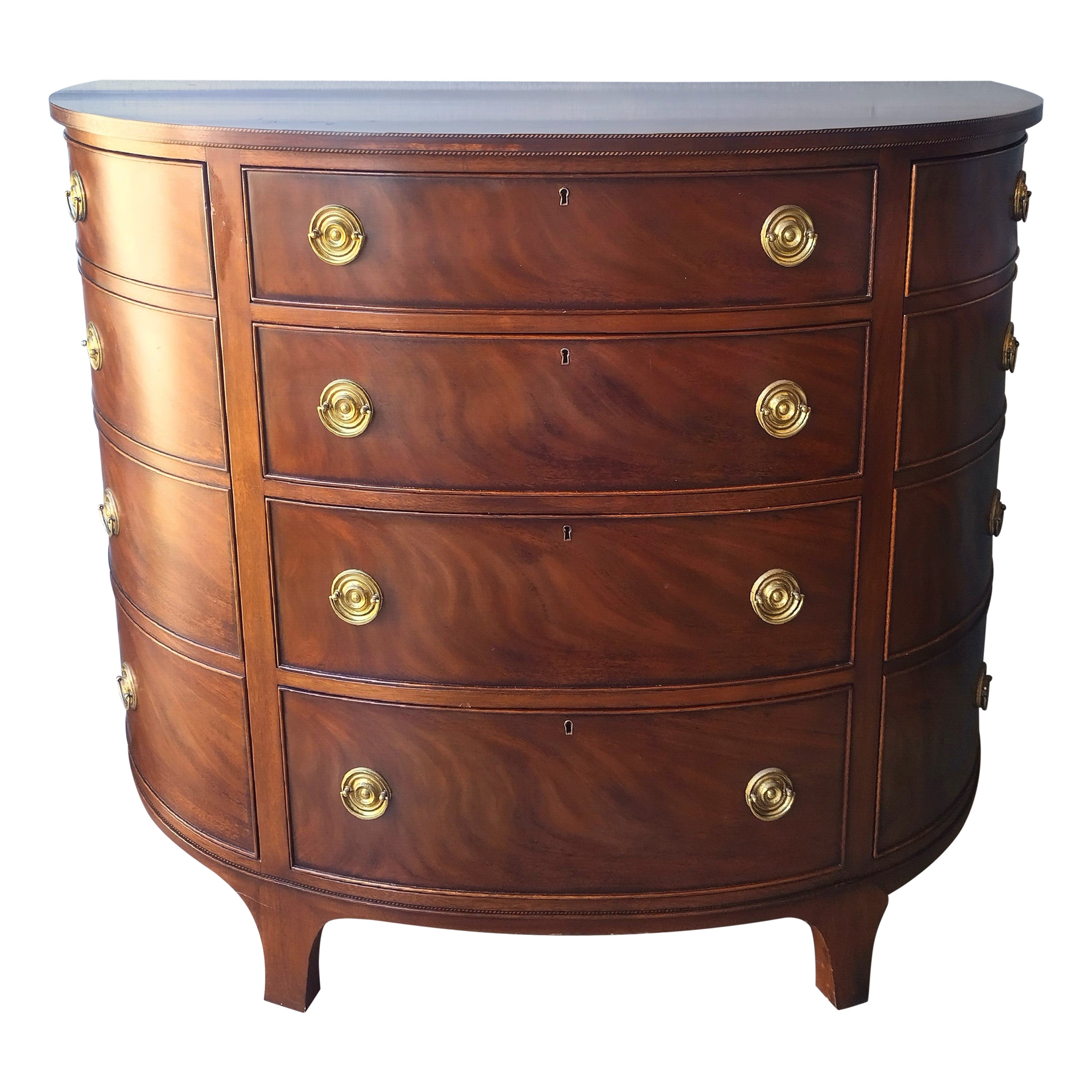 Vintage Ej Victor 4 Drawer Mahogany Demilune Bow Front Commode Buffet ...