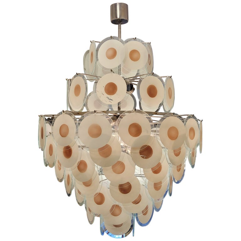 Lustre, pendentif et lampe blanc et rose de Murano par Carlo Nason ...