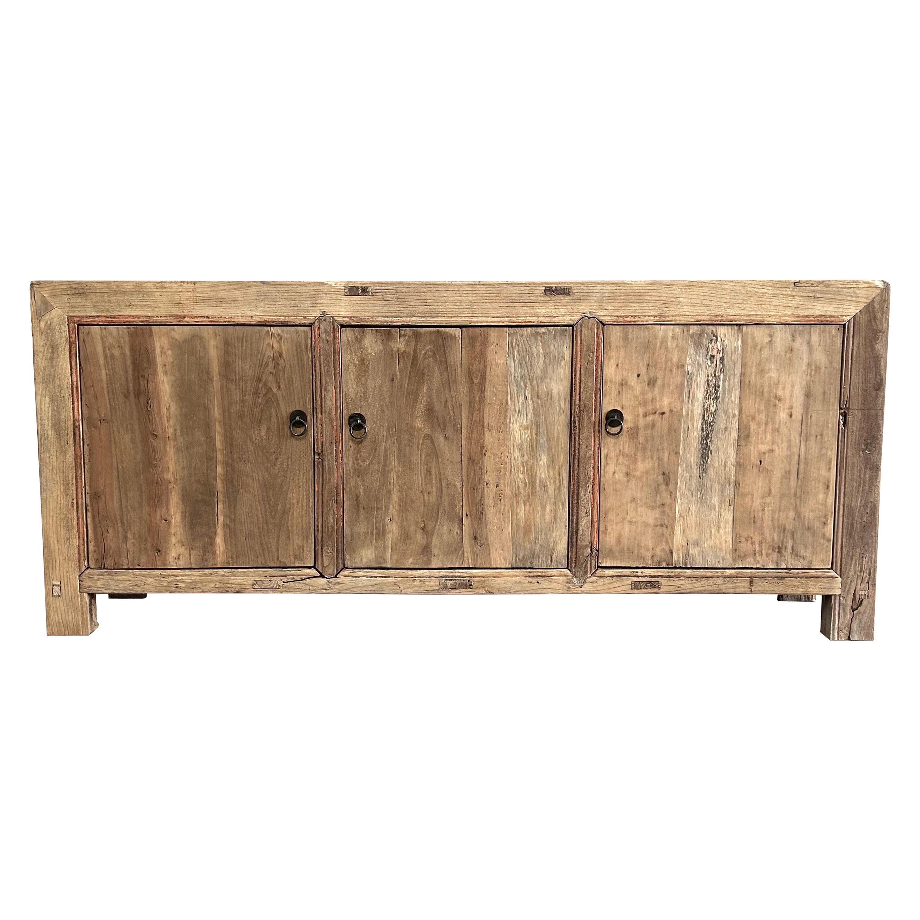 Custom Reclaimed Elm Wood 3 Door Cabinet or Console at 1stDibs