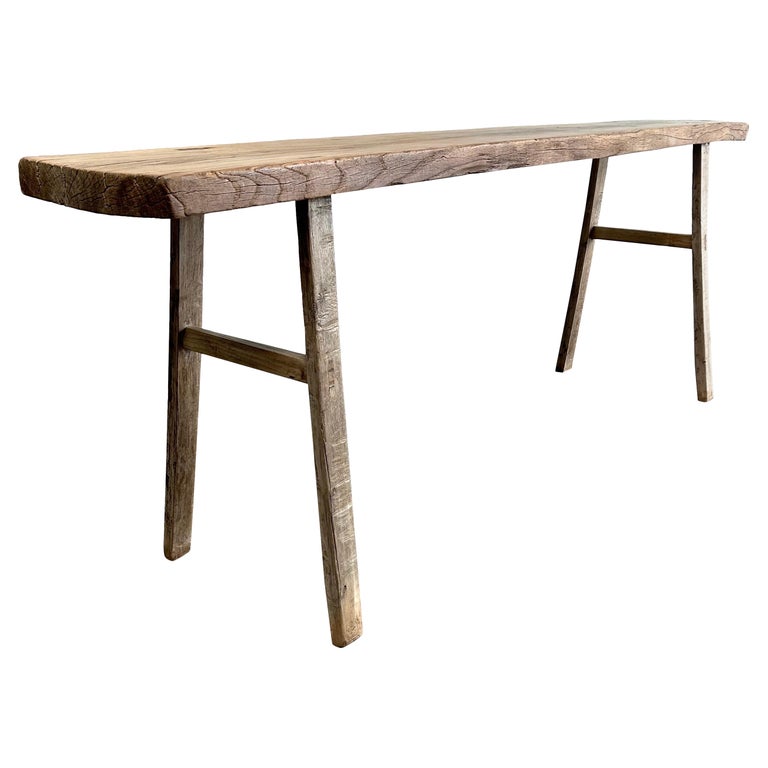 Vintage Elm Wood Console Table For Sale at 1stDibs