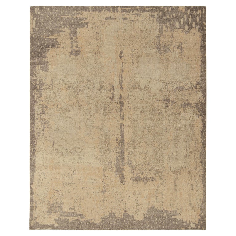Rug and Kilim's Distressed Style Modern Rug in Beige-Brown Abstract ...