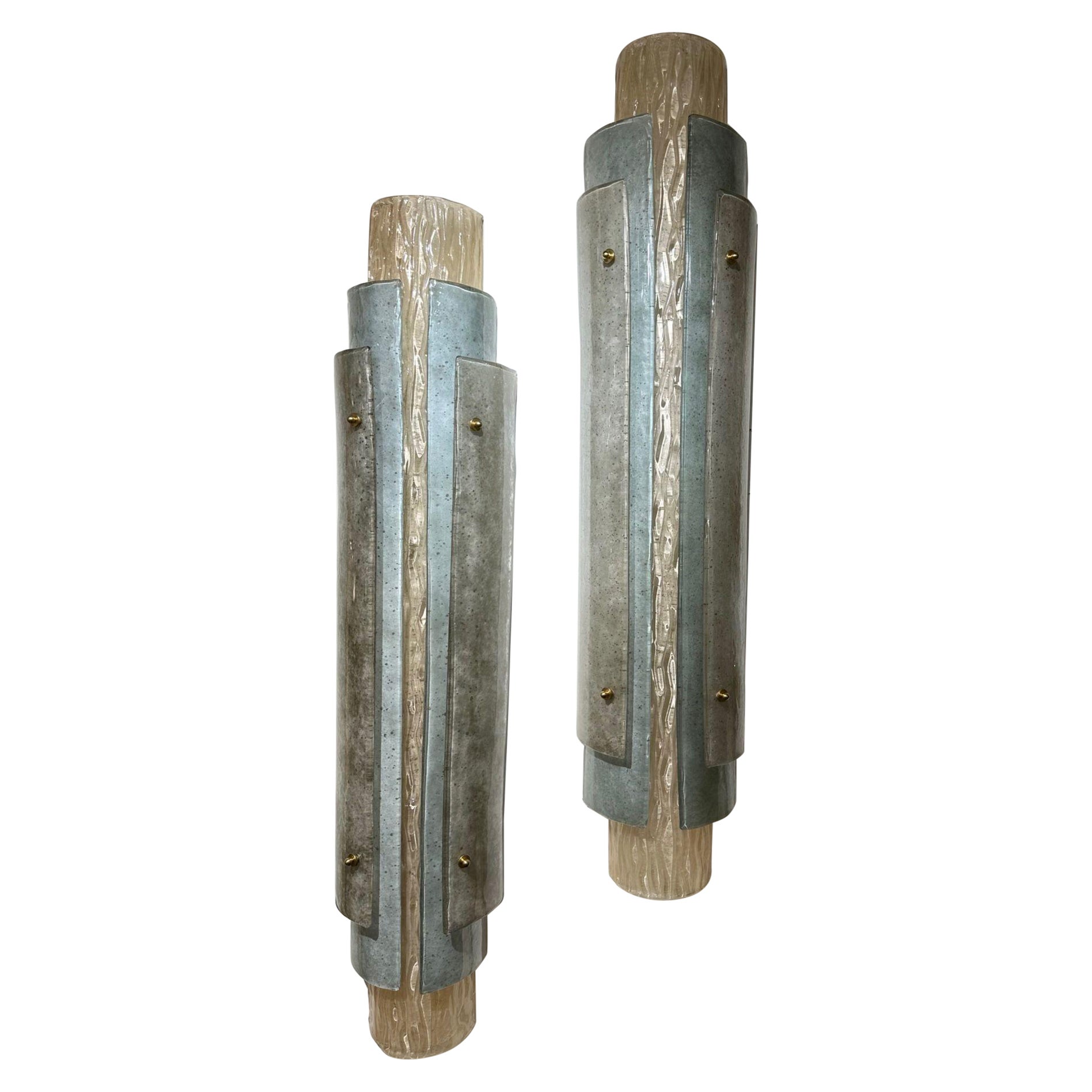 Large Scale Layered Murano Glass Smoke Colored Wall Sconces For Sale at ...