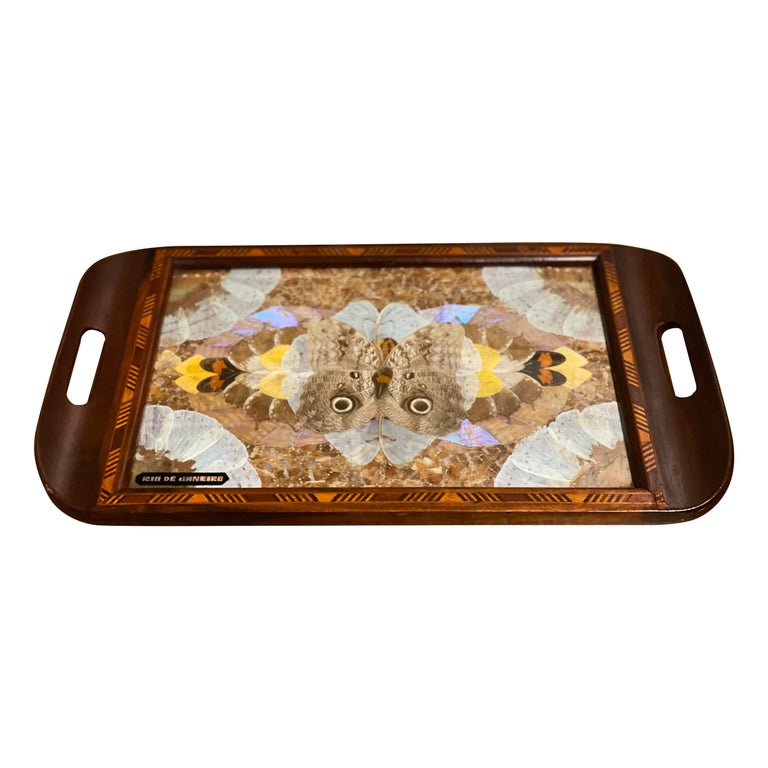 Daniel Teixeira Brazilian Inlaid Tray with Real Morpho Butterfly Wings ...