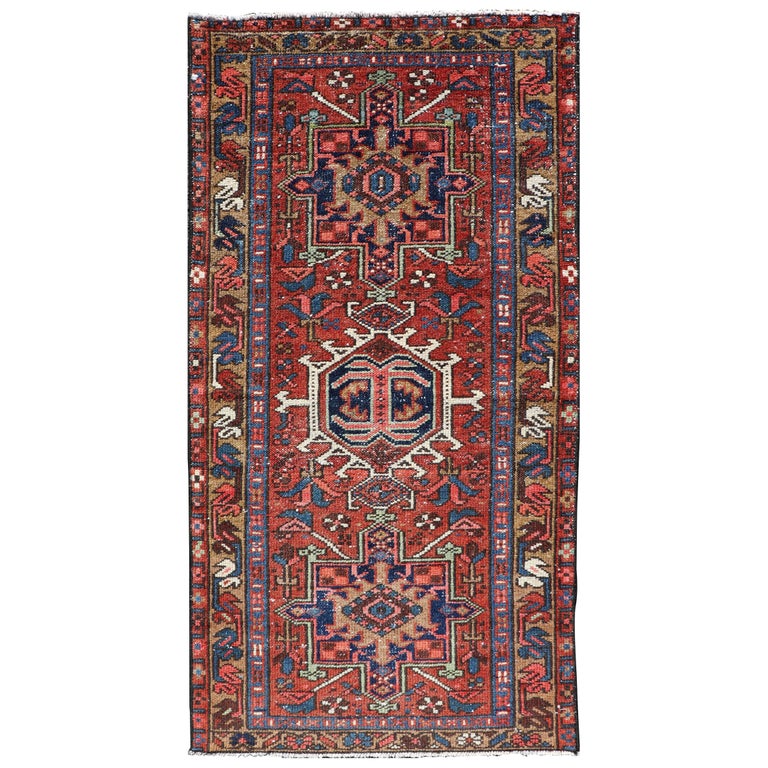 Antique Colorful Persian Heriz Rug with a Bold Geometric Design For ...
