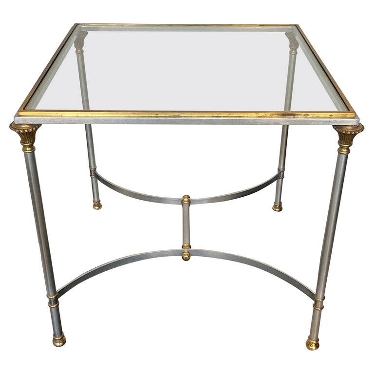 1980s Italian Steel / Brass Maison Jansen Style Side Table For Sale at ...