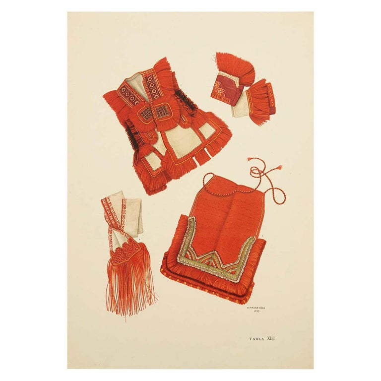 National Dresses of Macedonia Illustrated Drawing in Plate, 1963 For ...
