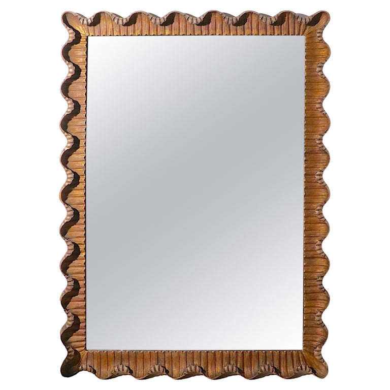 Italian. Carved Wood Gilt Wave Mirror For Sale at 1stDibs