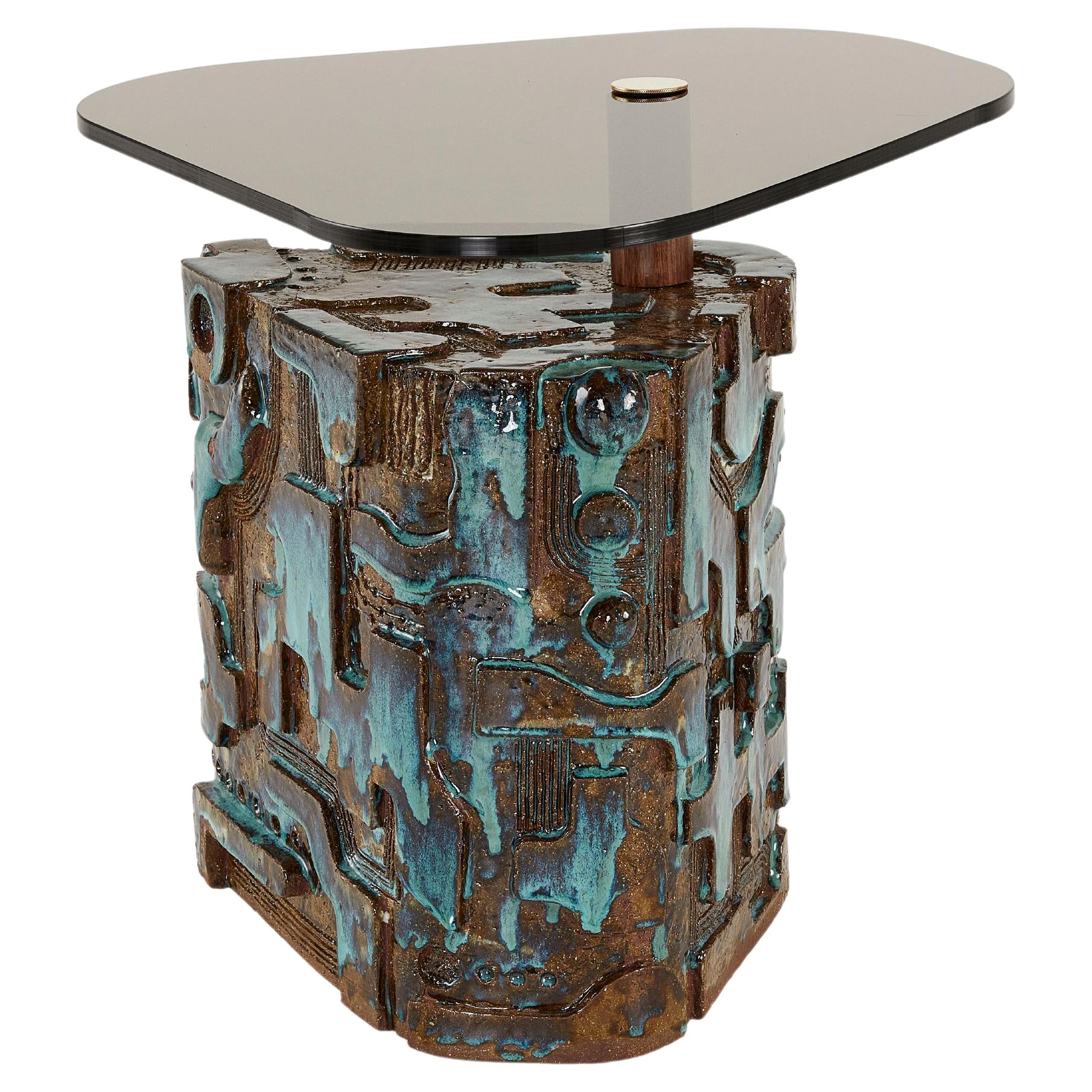 So Disco Modern 70's Inspired Ceramic Glass and Brass Side Table by Egg ...