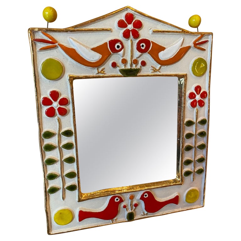 Ceramic Mirror by Mithé Espelt, France, 1970s For Sale at 1stDibs