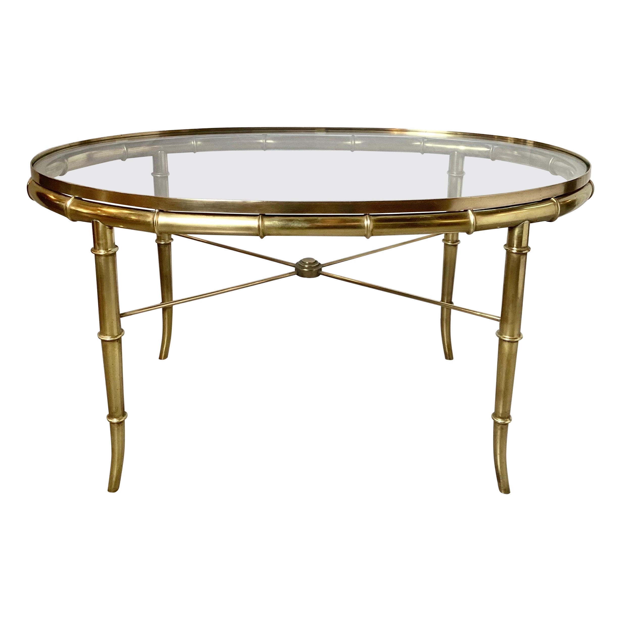 American Glass Top Open Box Form Brass Frame Cocktail Table For Sale at ...