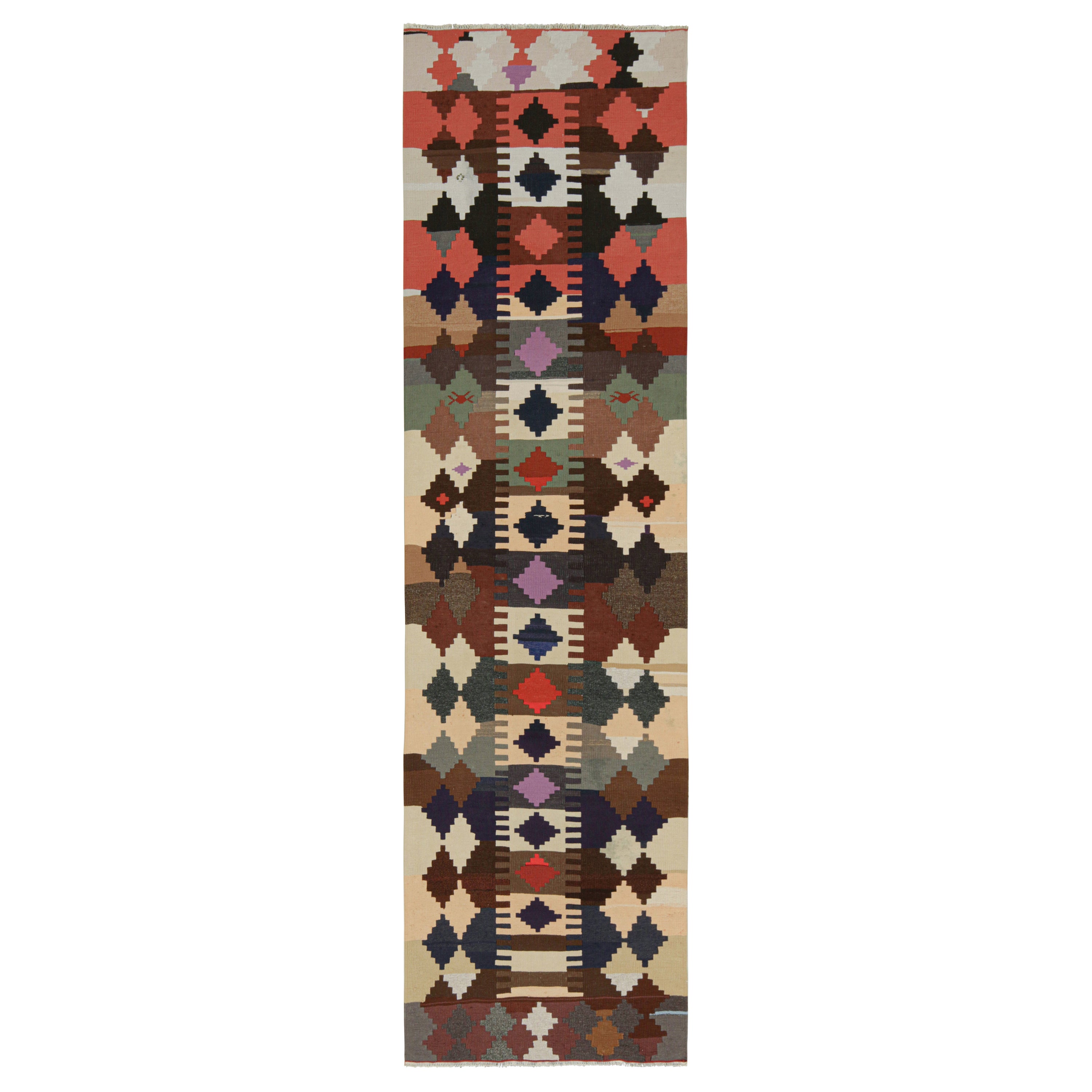 Vintage Persian Kilim Runner in Polychromatic Diamond Patterns by Rug ...